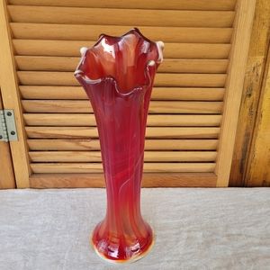 Vintage | Accents | Vintage Red Slag Glass 2 Swung Vase | Poshmark
